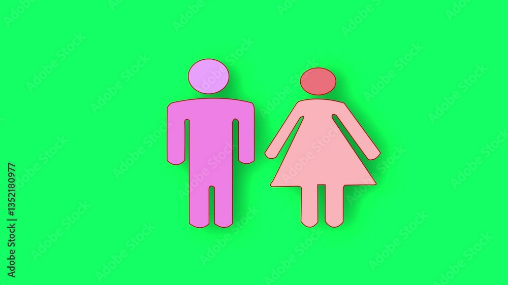 Equality, Gender symbols, pink and red icons, stylized human figures ...
