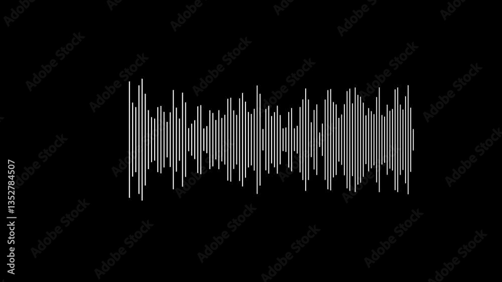 White audio waveform spectrum animation on transparent background ...