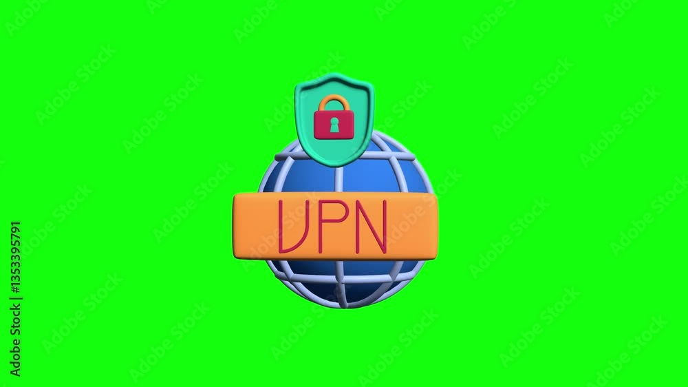 Stockvideon 3D VPN Icon Animation | Green Screen | VPN | 3D Icon ...