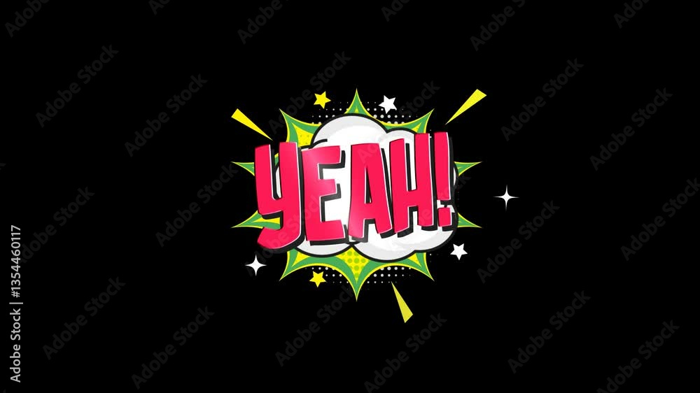 YEAH pop art in comic style text video 4K animation. Pop Art YEAH Comic ...