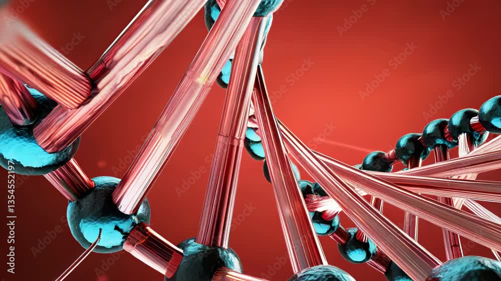 Loopable Animation DNA helix structure moving across screen under ...