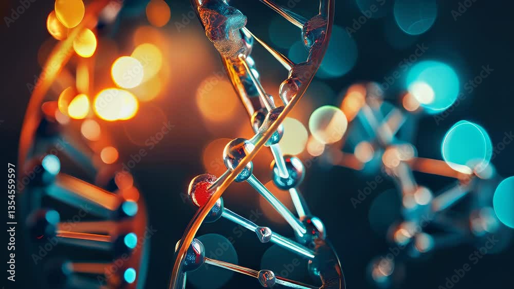 Loopable Animation DNA helix structure moving across screen under ...