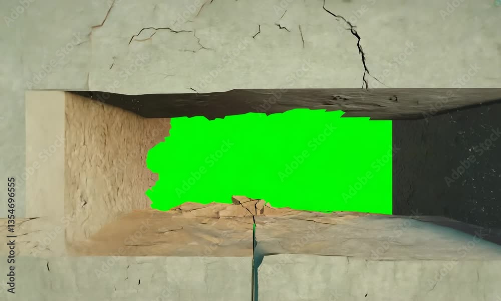 3d animation of explosion breaking wall animated collapsing to reveal ...