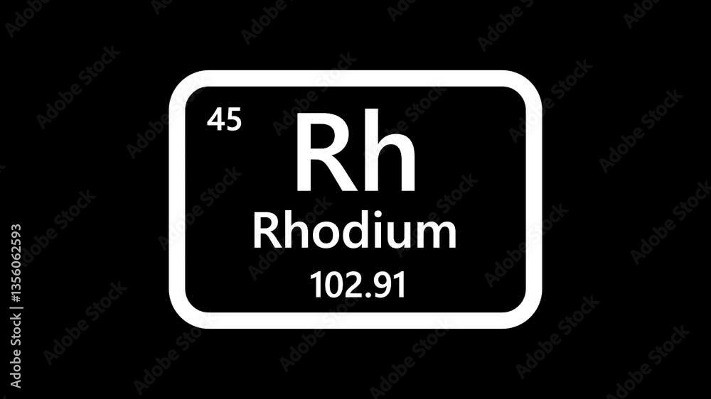 Rhodium element icon, Periodic table element Rhodium icon. Element of ...