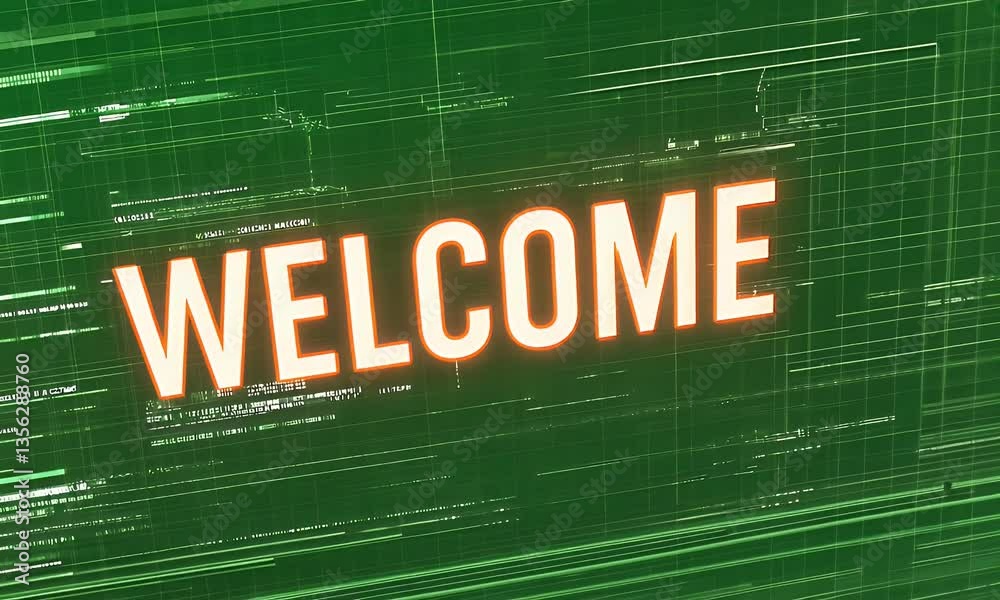 Welcome displayed on an advanced heads-up display with pulsating scan ...