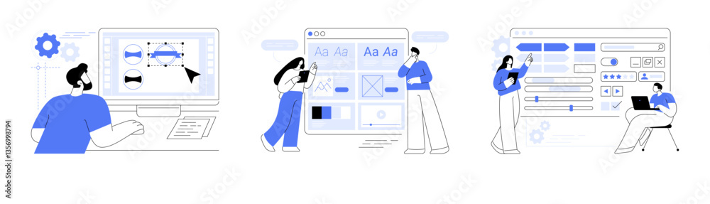 Poster UI design isolated cartoon vector illustrations se – Wandbild ...