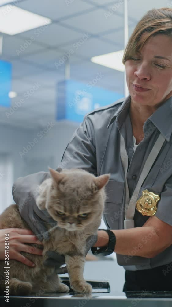 Teenage Girl with Pet at Security Checkpoint in Airport. Female ...