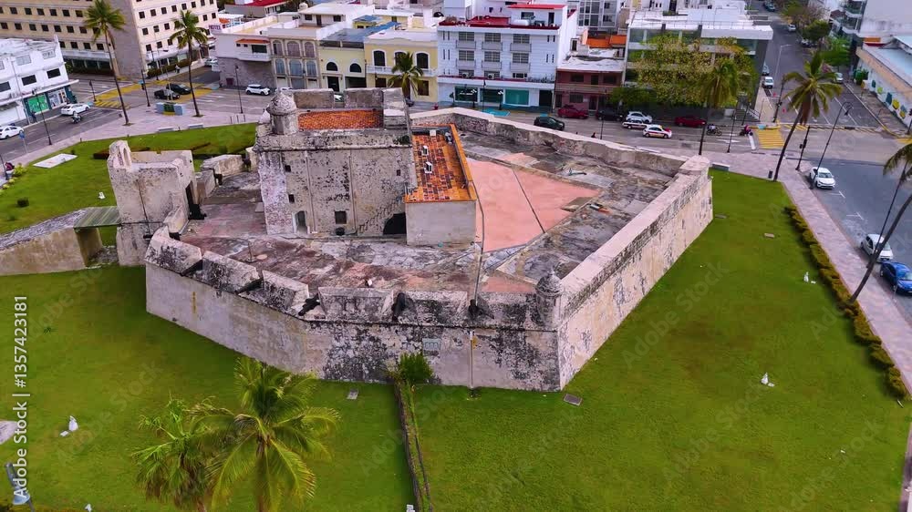 Veracruz, Mexico. February 25, 2025: video overflying the Baluarte de ...