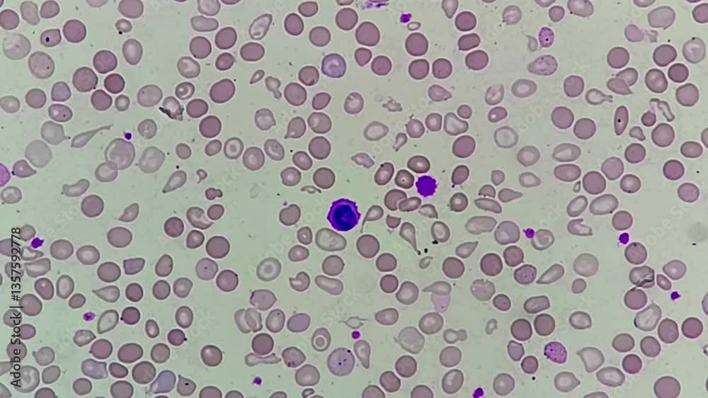 Hematological slide of Microscopic image showing severe microcytic ...