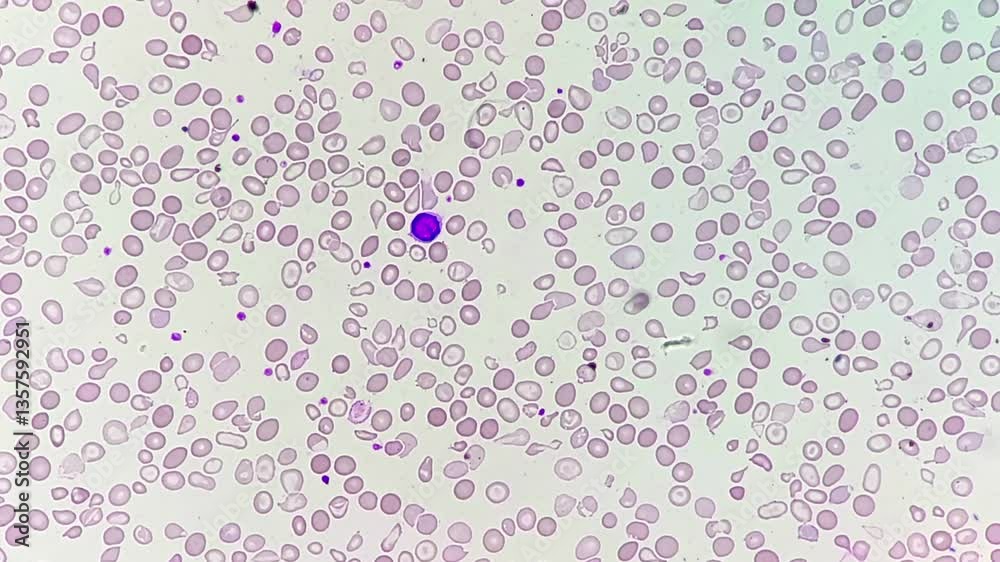 Hematological slide of Microscopic image showing severe microcytic ...