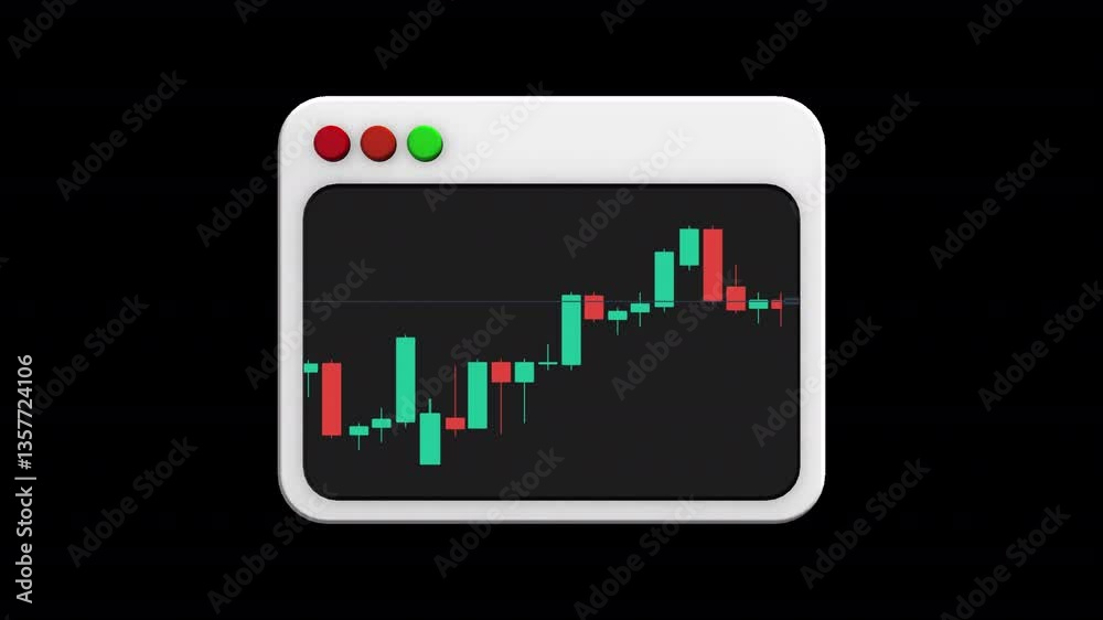Candlestick Chart Animation with realistic trading movement. 6-sec loop, transparent background ...