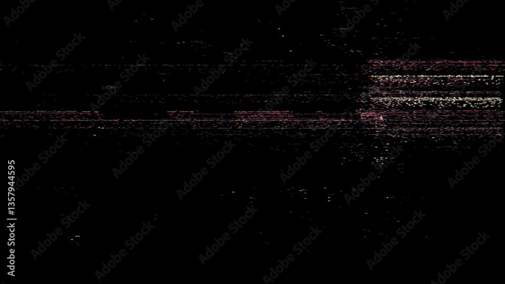 Digital glitch noise animation. Black background. Pixel VHS distortion ...