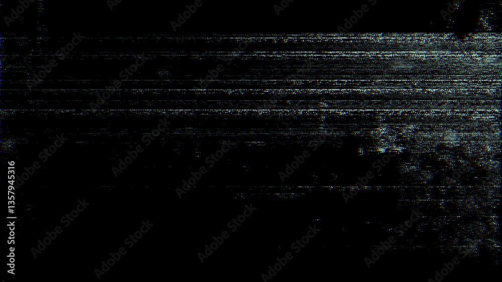 Digital glitch noise animation. Black background. Pixel VHS distortion ...