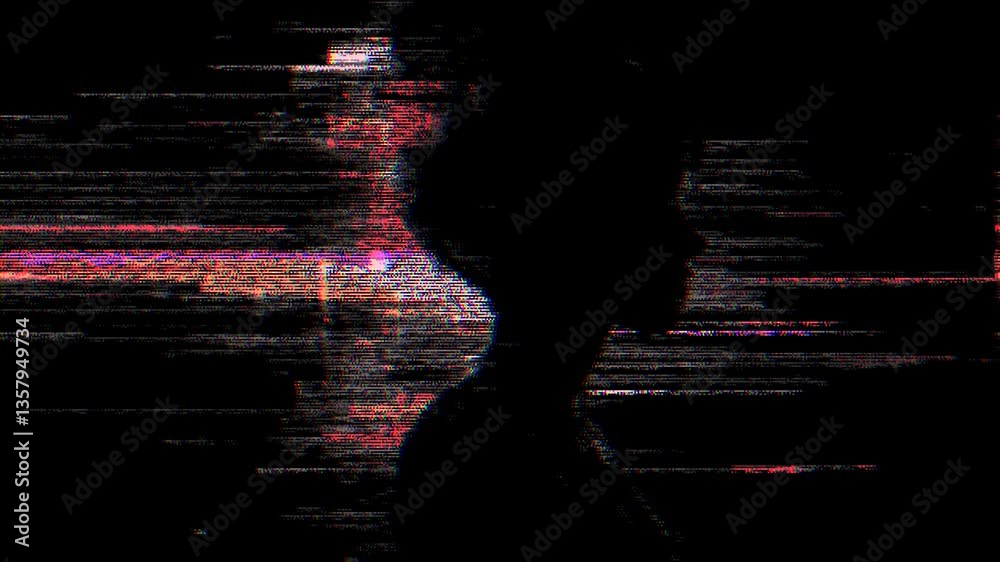 Digital glitch noise animation. Black background. Pixel VHS distortion ...