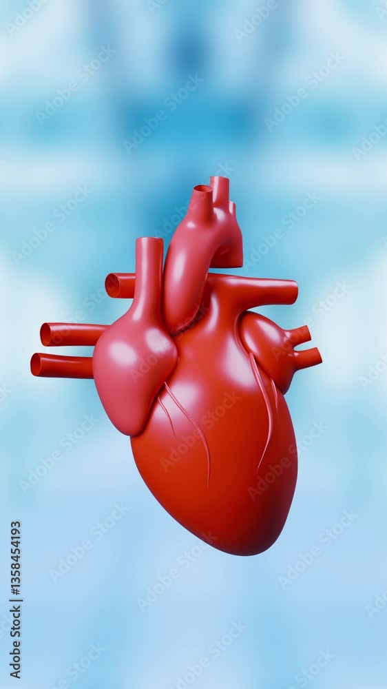 3D animation of a rotating heart showing its anatomical structure and ...