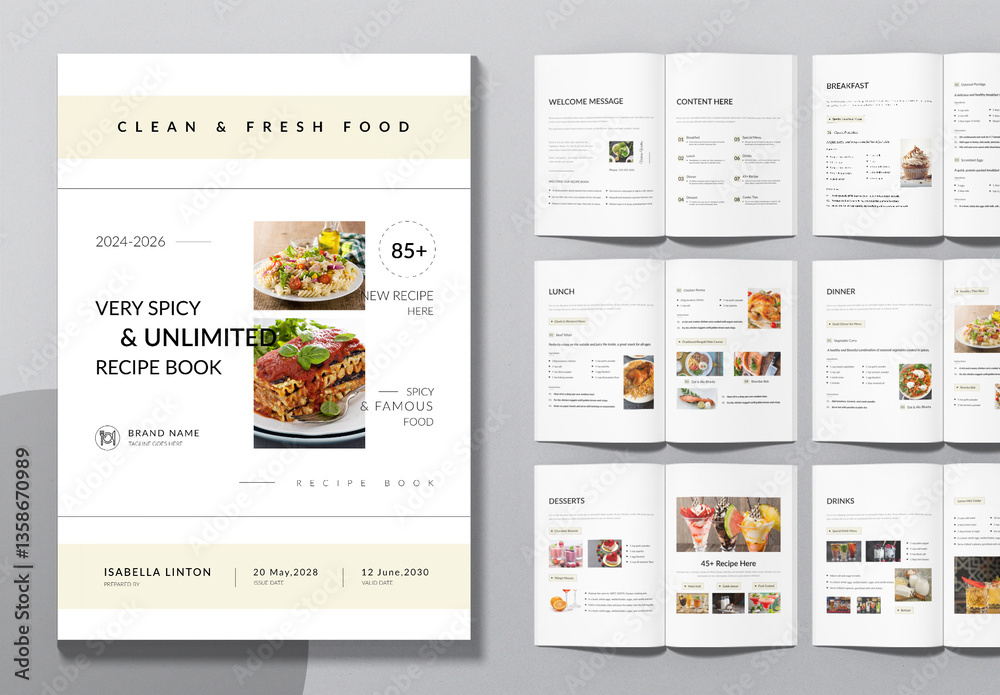 Food And Recipe Book Layout Stock Template | Adobe Stock