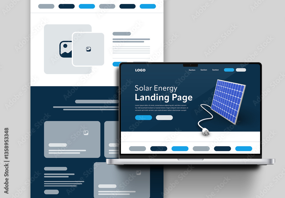 Modern Landing Page Wireframe UI Design Template Stock Template | Adobe ...