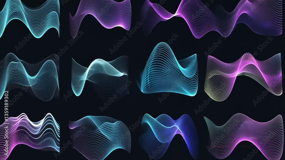 Sound Waves and Equalizer Visuals Showcasing Audio Waveform Designs ...