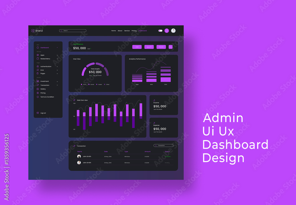 Admin Dashboard UI Kit Template Stock Template | Adobe Stock