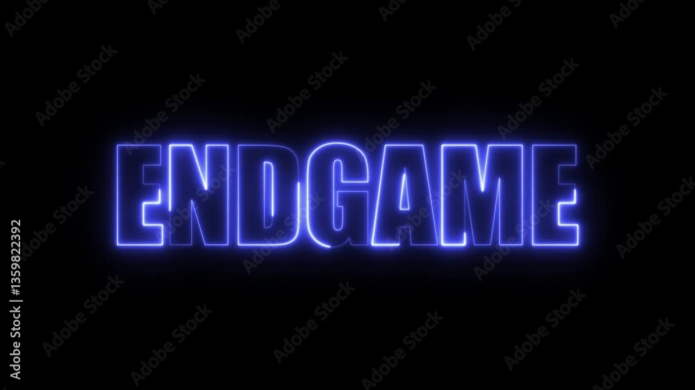 Blue Neon Endgame Text Effect on Black Background. Endgame Neon Text ...