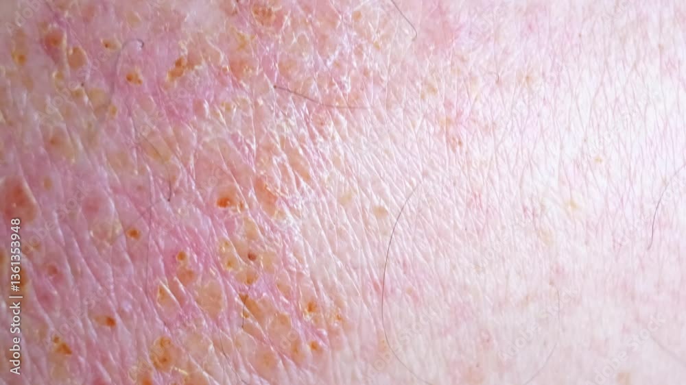 Skin lesion symptom in Shingles or Herpes zoster in person. Viral ...