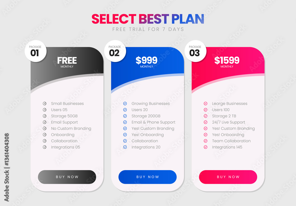 Business Pricing Plan Design Template Stock Template | Adobe Stock