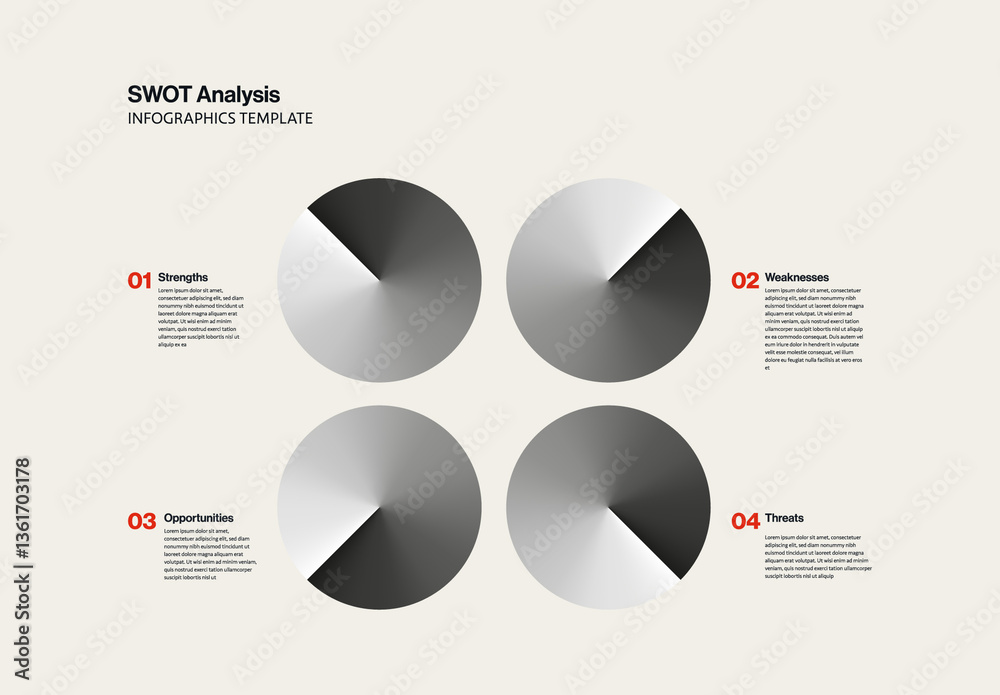 SWOT Analysis Infographics and Presentation Template with 3D circles ...