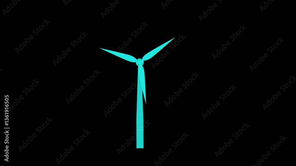 Cinematic aerial view of large wind turbine producing clean sustainable ...