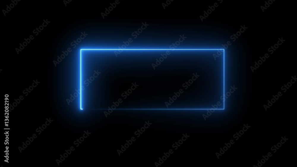 A blue Abstract glowing neon rectangle border frame in the shape ...