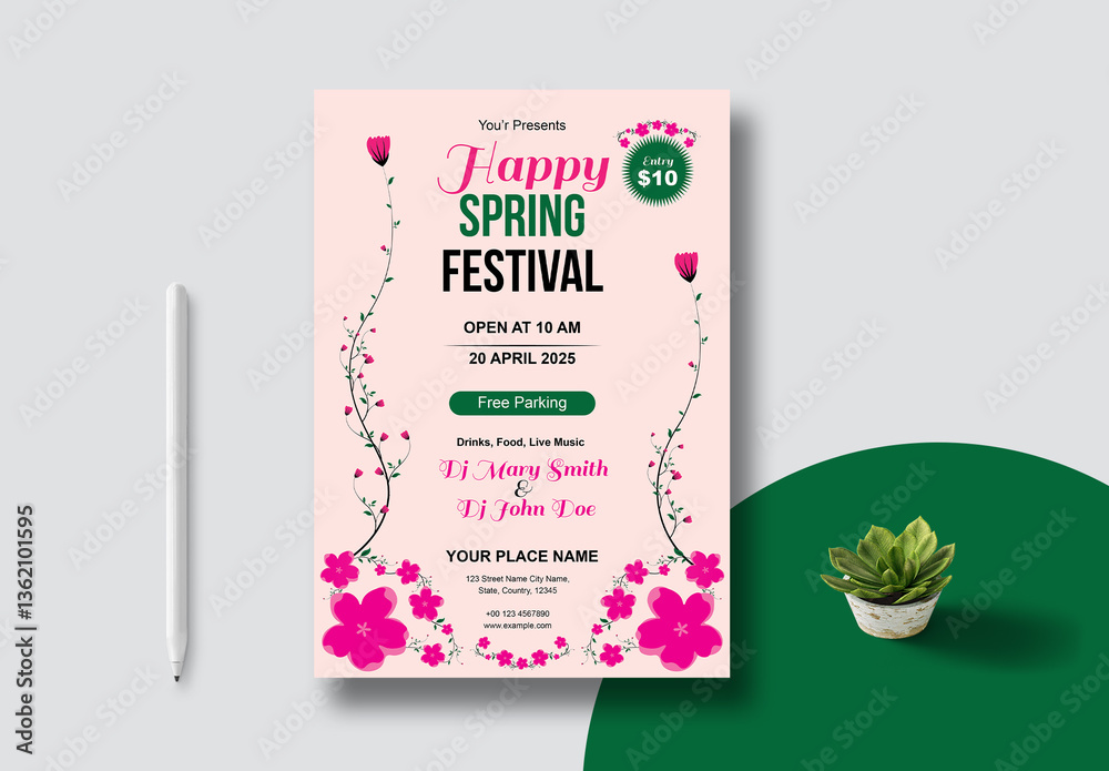 Spring Festival Event Poster Flyer Layout Stock Template | Adobe Stock