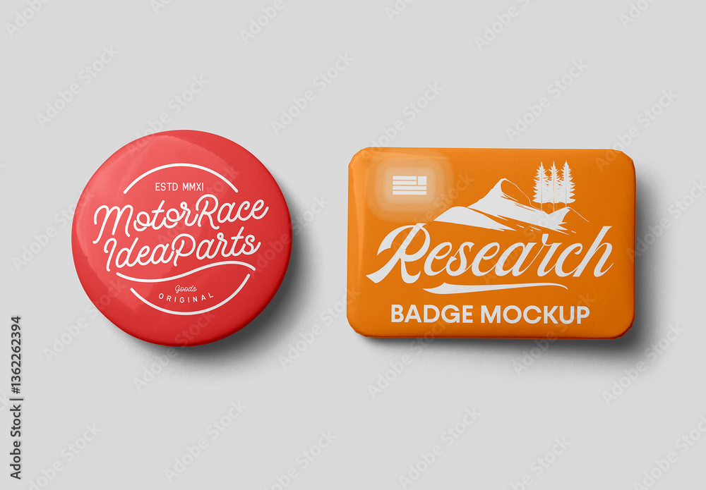 Circle and Rectangle Badge Mockup 素材庫範本 | Adobe Stock