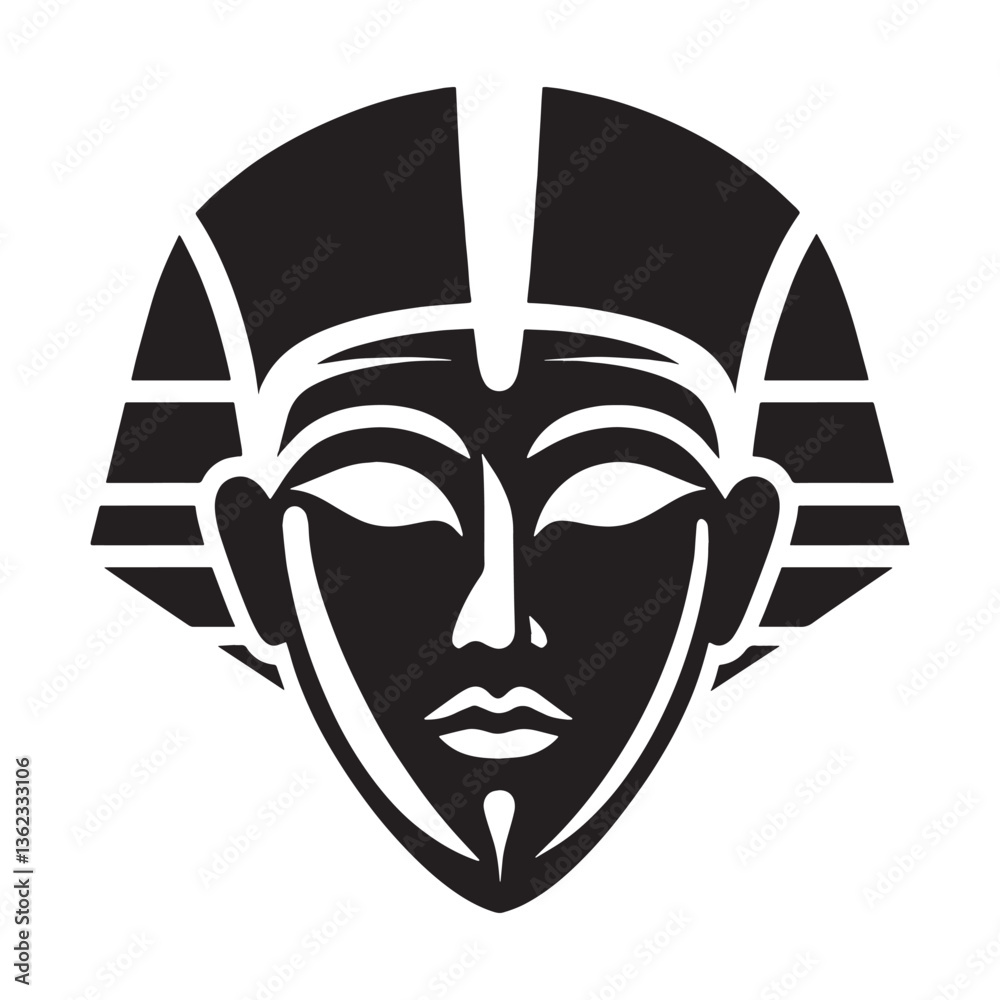 Poster Divine Pharaoh Mask silhouette, a sacred emblem of kingship ...