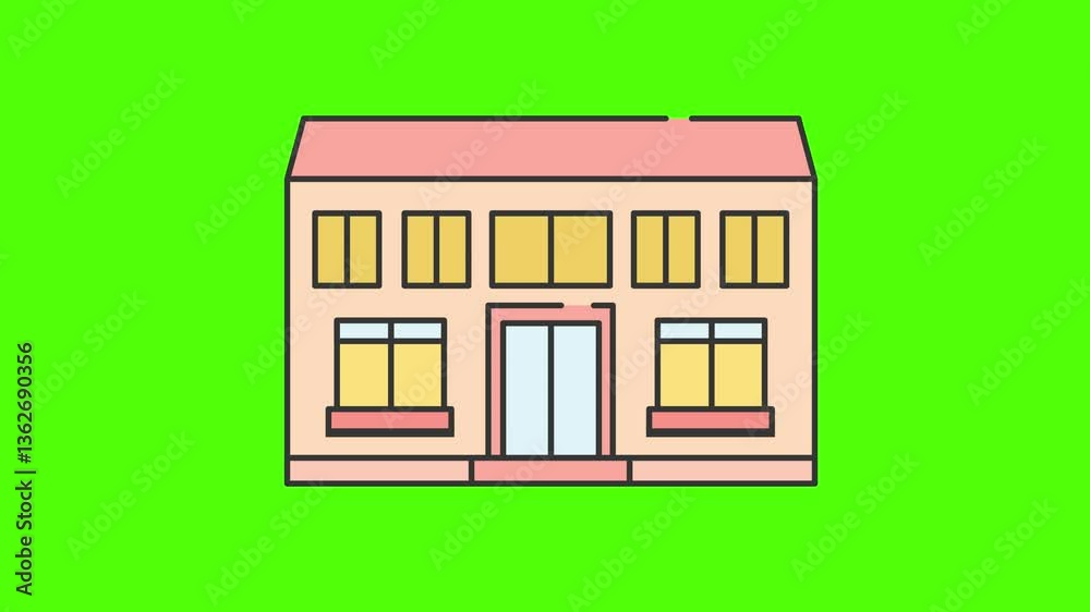 Animated Modern House Icon with Green Screen Background for Video ...
