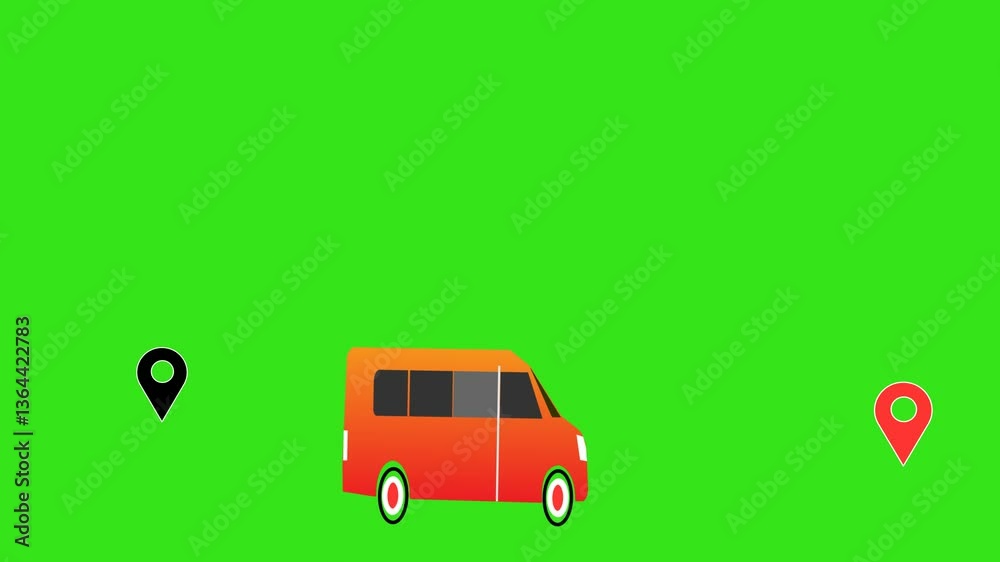 Family car animation. Mini bus car animation on green screen Stock ビデオ ...