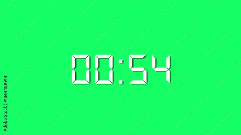 Digital Clock Countdown Timer - 1 Minute 60s. Digital clock count ...