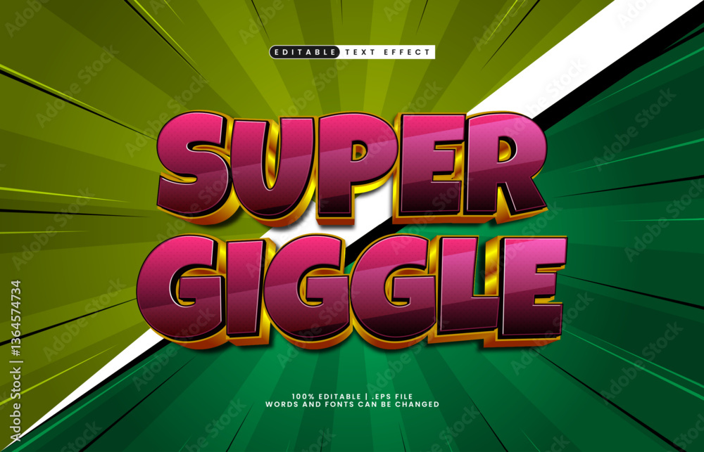 Poster super giggle editable text effect with a comic and cartoon text ...