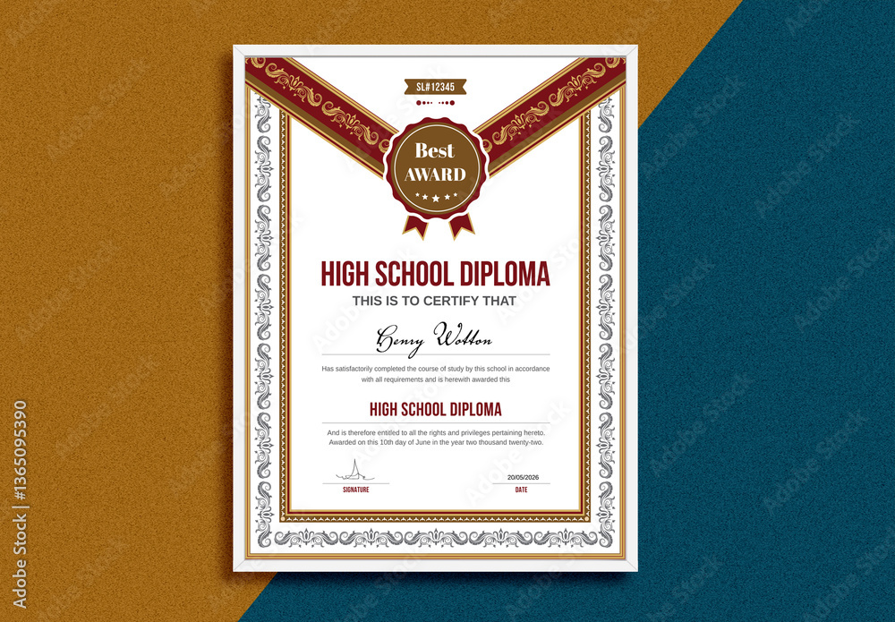 Certificate Design Template Layout Stock Template | Adobe Stock