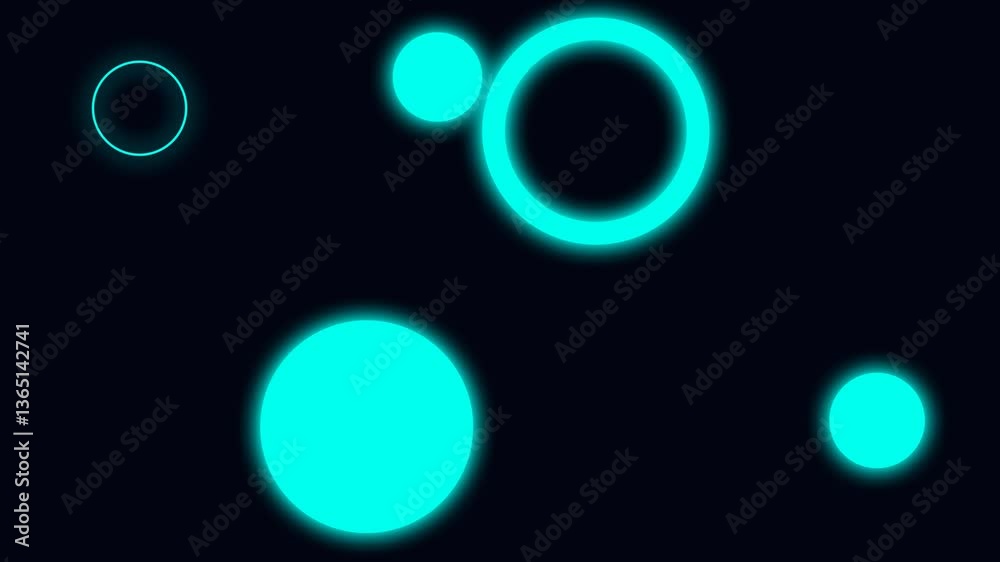 Circle Ring Pop Up Animation Shiny Line and Blast Effects in Night Sky ...