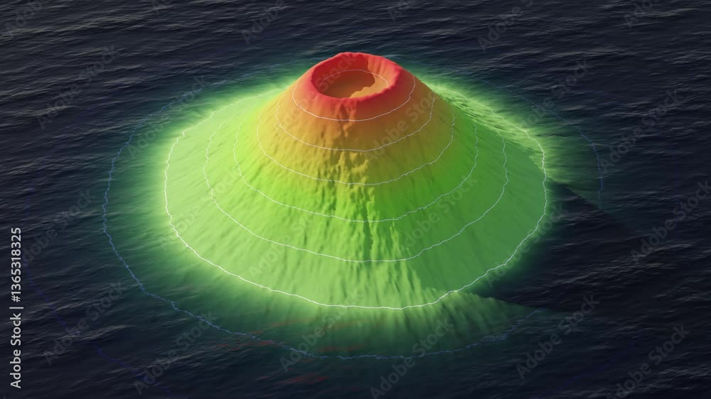 Intended 3D model of an underwater volcano uses bathymetric contours ...