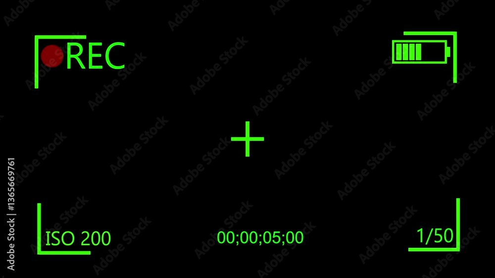 Rec or recording video Screen Animation. Camera rec viewfinder with ...