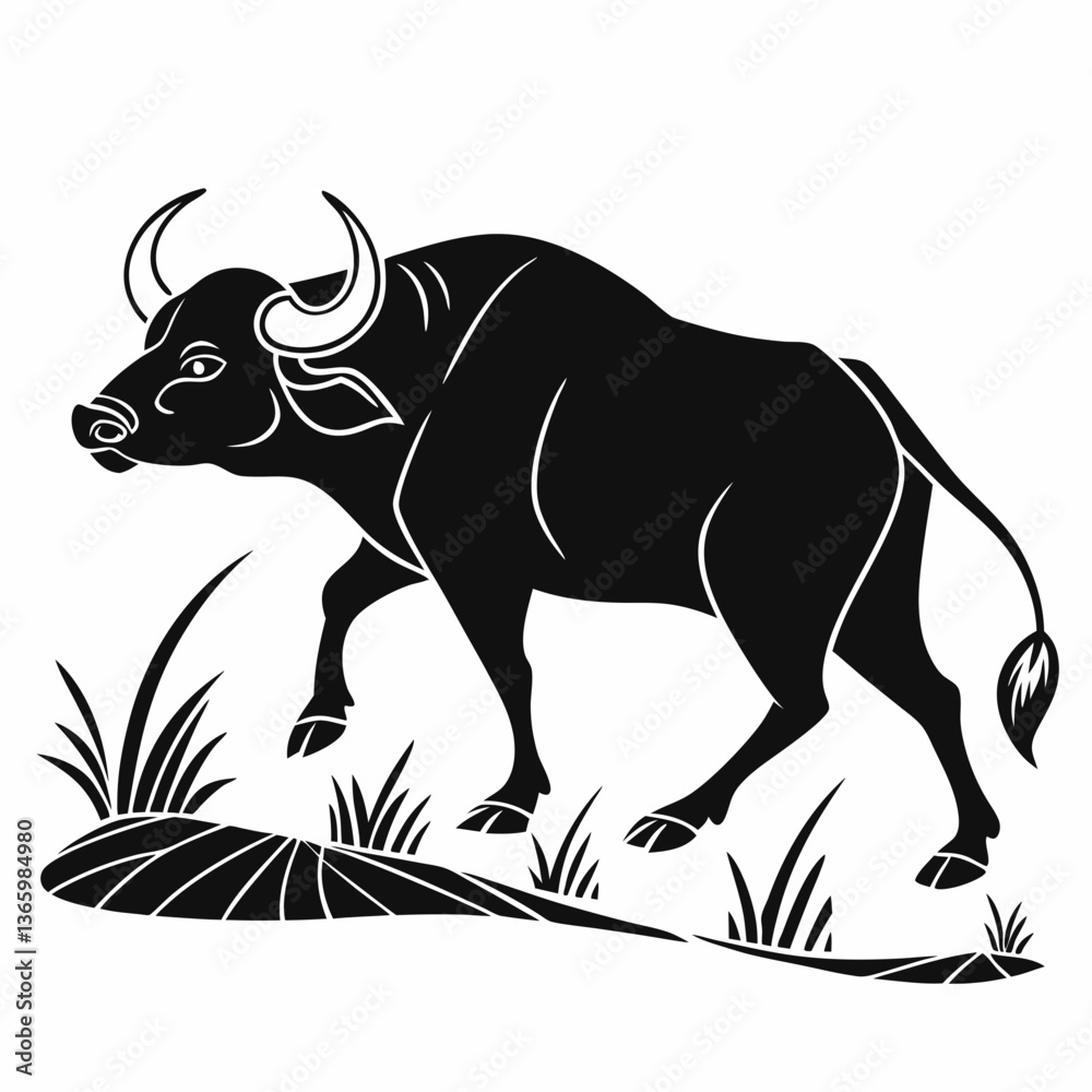 Poster gaur black silhouette icon vector – Wall Art | UkPosters