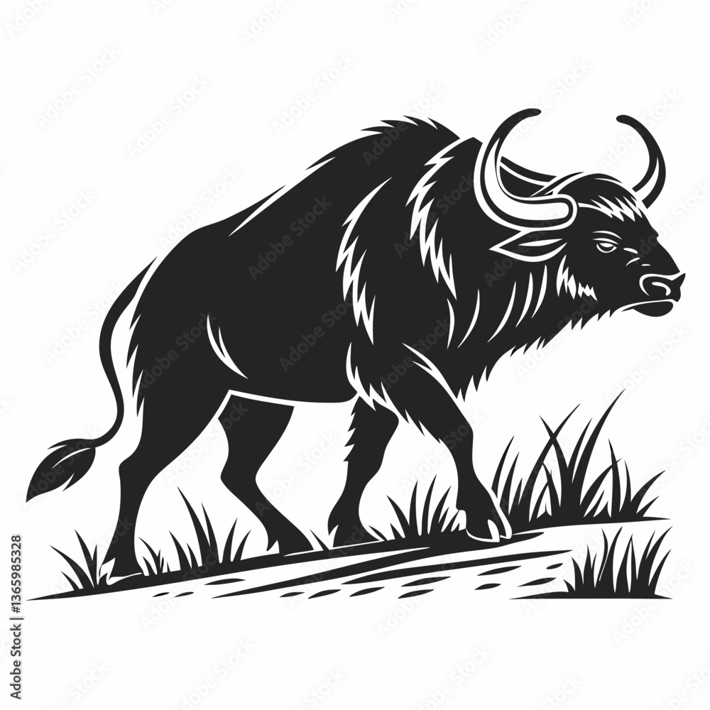 Poster gaur black silhouette icon vector – Wall Art | UkPosters