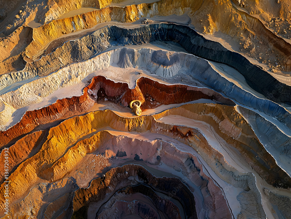 Aerial View of a Quarry Showing Colorful Strata and Layers Stock Photo ...