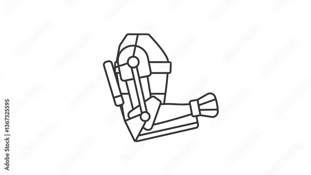 Exoskeleton line animation. Mobility assistance animated icon. Moving ...