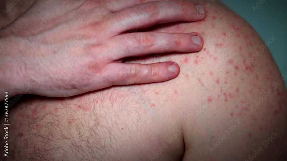 Skin rashes and inflammation being the symptom of rare skin cancer, red ...