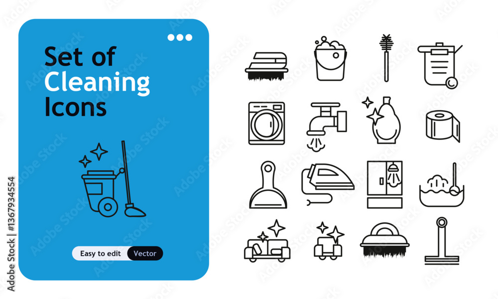 Poster Set of cleaning icons – Wall Art | UkPosters