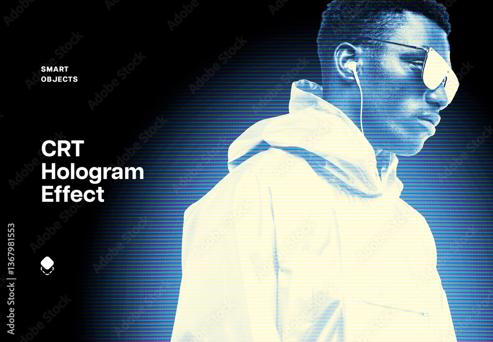 CRT Hologram Effect Mockup Stock Template | Adobe Stock