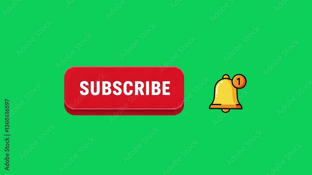 Animated Subscribe Button with Bell Notification | 4K Green Screen ...