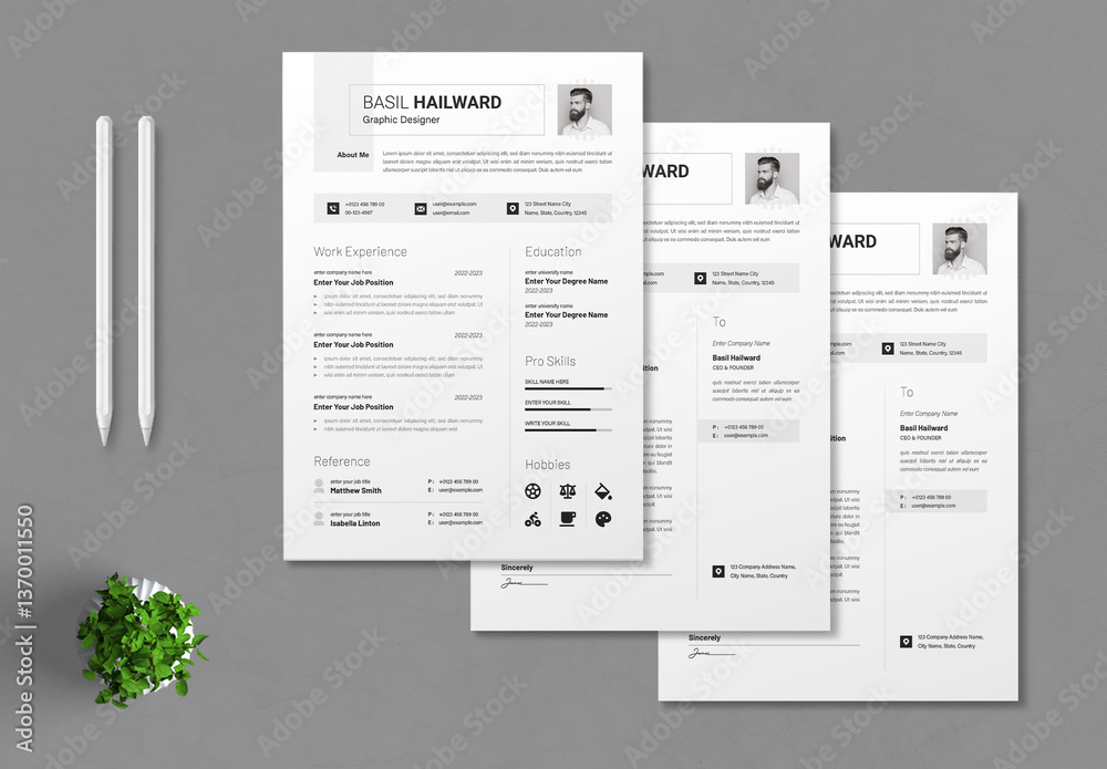 Modern Resume Layout for Graphic Designer Stock Template | Adobe Stock