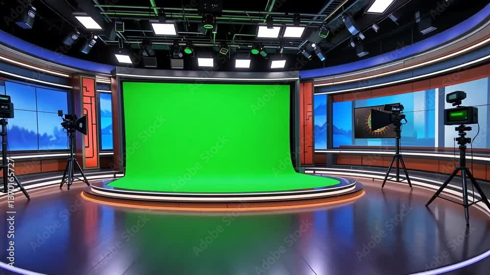 Modern Television Studio Green Screen Set Design Stock 비디오 | Adobe Stock